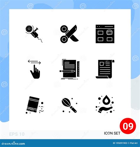 9 Thematic Vector Solid Glyphs And Editable Symbols Of Left Gestures Scissor Finger