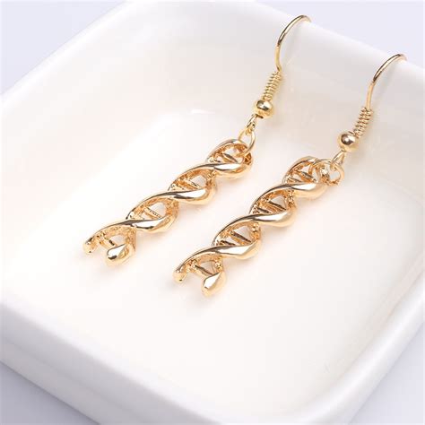 Jewelry Gold Dna Earrings Chemical Formula Dna Mol Grandado