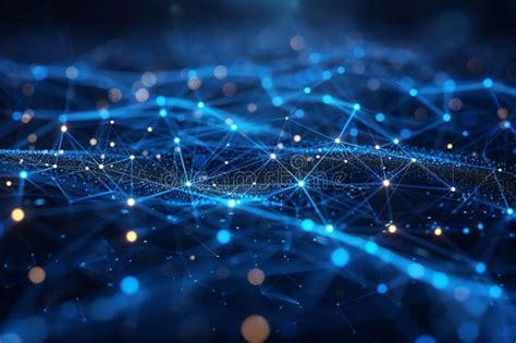 Depicting A Abstract Blue Background With Glowing Connection Lines And