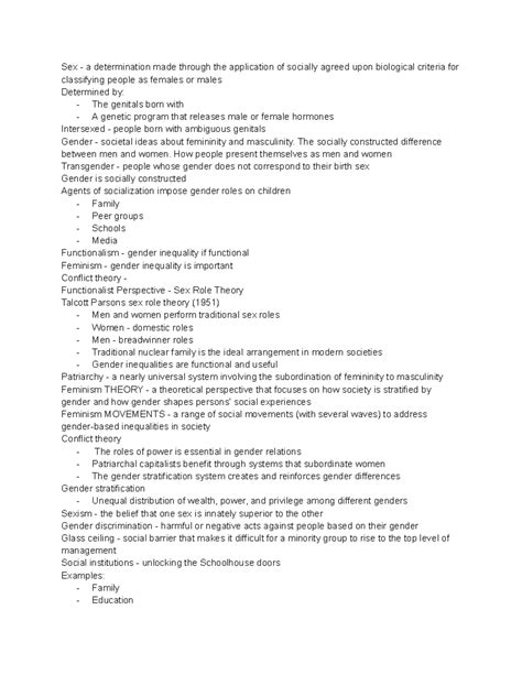 Soc Exam 4 Notes Sex A Determination Made Through The Application