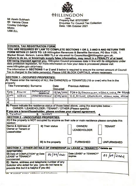 Council Tax Registration Form Pdf