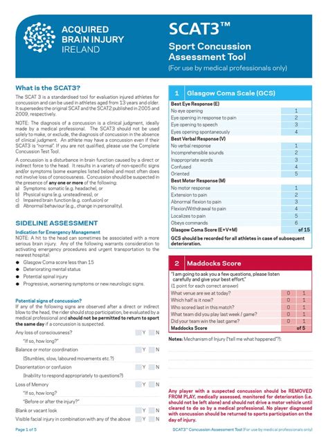 B22546 Sports Physician Concussion Assessment Tool Scat3 Pdf