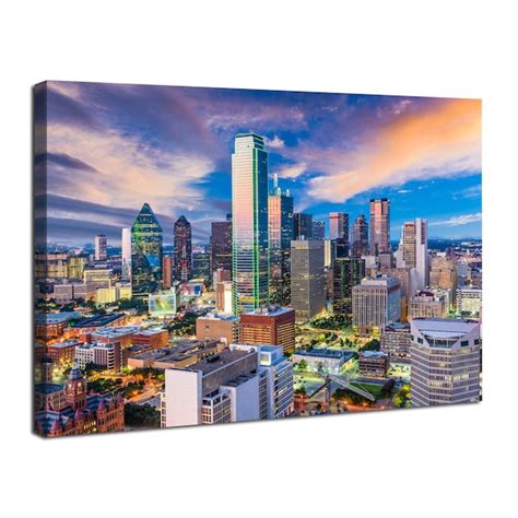 Dallas Skyline Framed Canvas Etsy