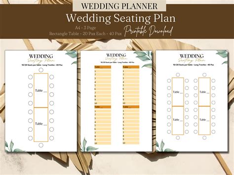 Wedding Seating Chart Long Tables