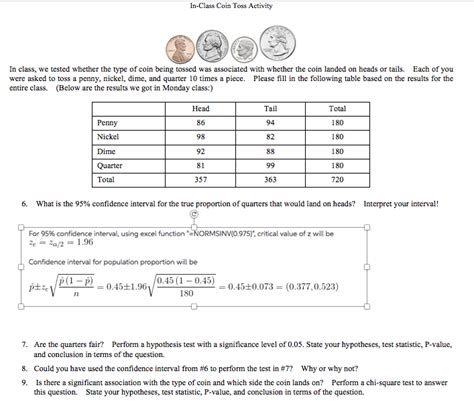 solved in class coin toss activity in class we tested
