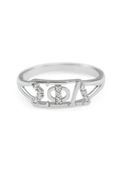 Sigma Phi Lambda Sterling Silver Ring With Greek Cut Out Letters The