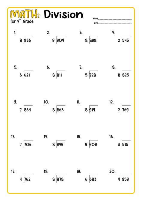 12 Fourth Grade Worksheets Division With Remainder Free Pdf At