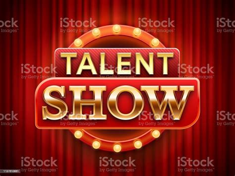 탤런트 쇼 기호 재능있는 무대 배너 눈 장면 빨간 커튼 및 이벤트 초대 포스터 벡터 일러스트 로고에 대한 스톡 벡터 아트 및