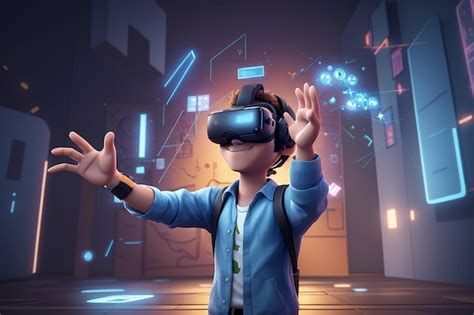 Premium Ai Image 3d Character Using Virtual Reality Glasses And