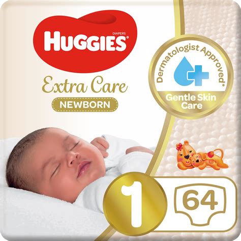 Huggies Extra Care Newborn Size 1 Up To 5 Kg Jumbo Pack 64 Diapers