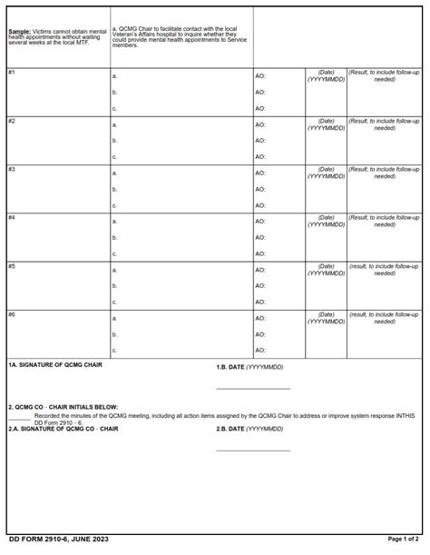 Dd Form 2910 6 Quarterly Case Management Group Qcmg Meeting Notes