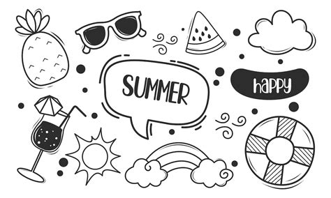 Premium Vector Hand Drawn Summer Doodles Coloring