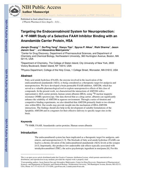Pdf Targeting The Endocannabinoid System For Neuroprotection A F Nmr