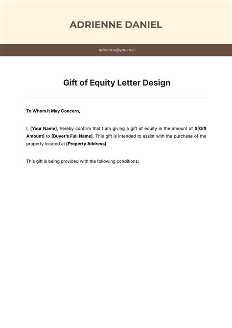 Free T Of Equity Letter Design Template To Edit Online