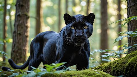 Black Panther Close Up Portrait Of An Animal With Beautiful Nature