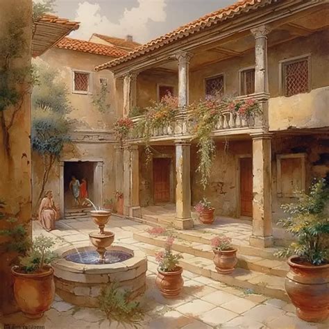 Greek Courtyard Ancient Greek Architecture Ancient Roman Houses