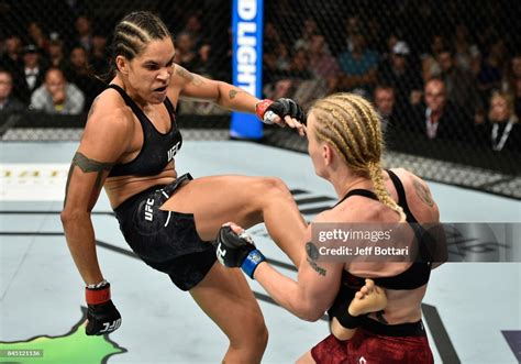 Amanda Nunes Of Brazil Kicks Valentina Shevchenko Of Kyrgyzstan In