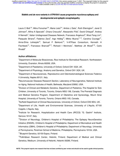 Pdf Biallelic And De Novo Variants In Atp6v0a1 Cause Progressive