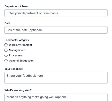 Anonymous Feedback Form Formspree