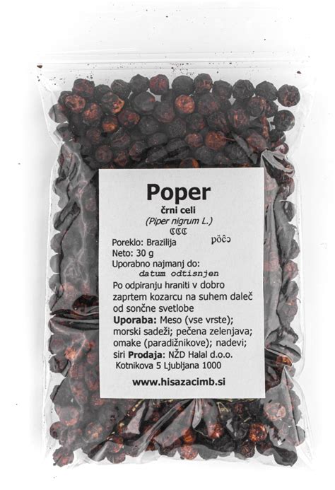 Poper črni Celi 30 G Hiša Začimb