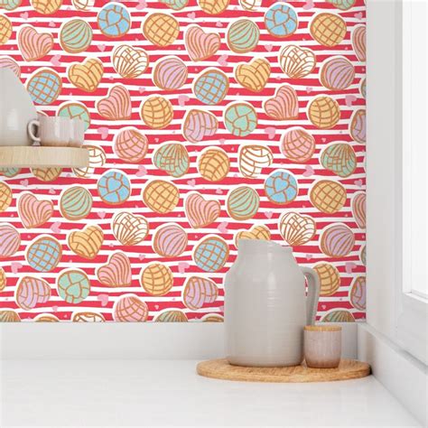 Tiny Scale Mexican Pan Dulce Pink Wallpaper Spoonflower