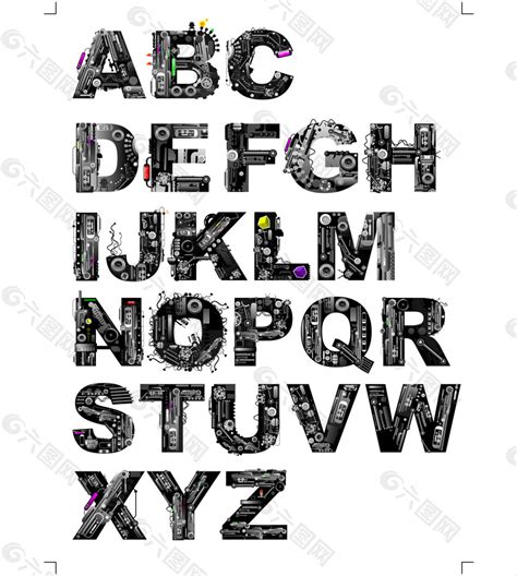 机械效果英文字母字体设计矢量素材eps设计元素素材免费下载图片编号7767983 六图网