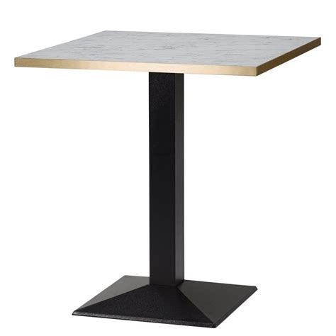 Amalfi Metal Base Pedestal Square Table With Wood Top 700x700mm Marble Bistro Table Square