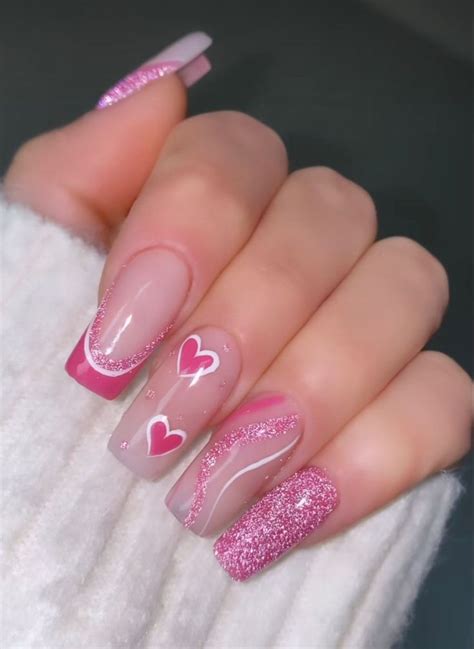 Red Valentines Day Glitter Nail Designs Ideas 2024 Nail Designs Pink