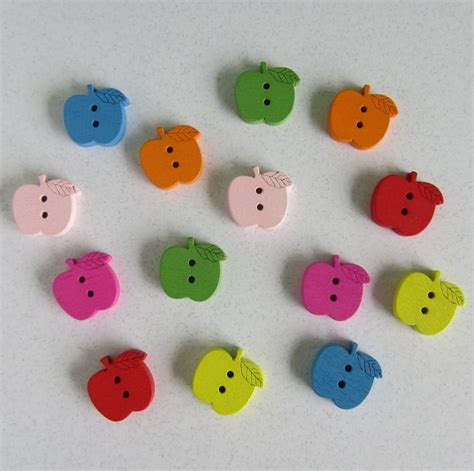 14 Wooden Apple Buttons Folksy
