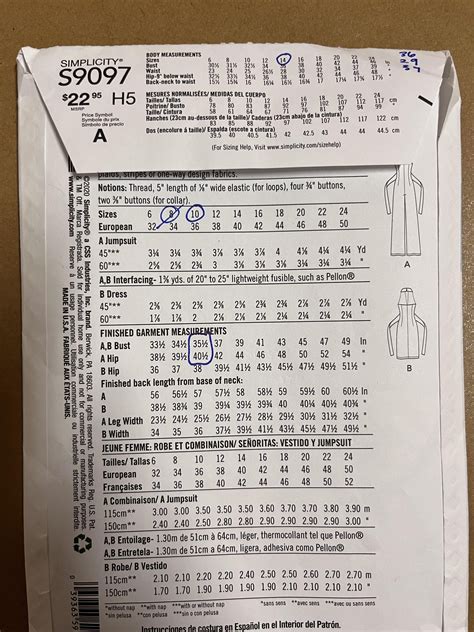 Simplicity Sizing Charts Rsewing