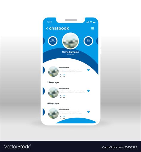 Blue Chat Book Ui Ux Gui Screen For Mobile Apps Vector Image