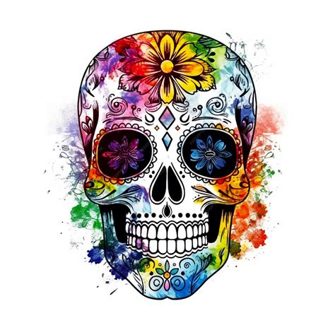 Premium Photo Sugar Skull Sketch Colorful