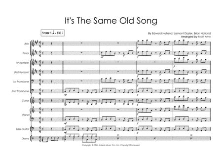 Its The Same Old Song Arr Matt Amy By The Four Tops Sheet Music For