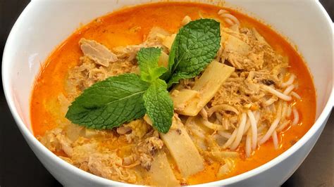 Chicken Curry Noodle Souplaotian Khao Poon Youtube