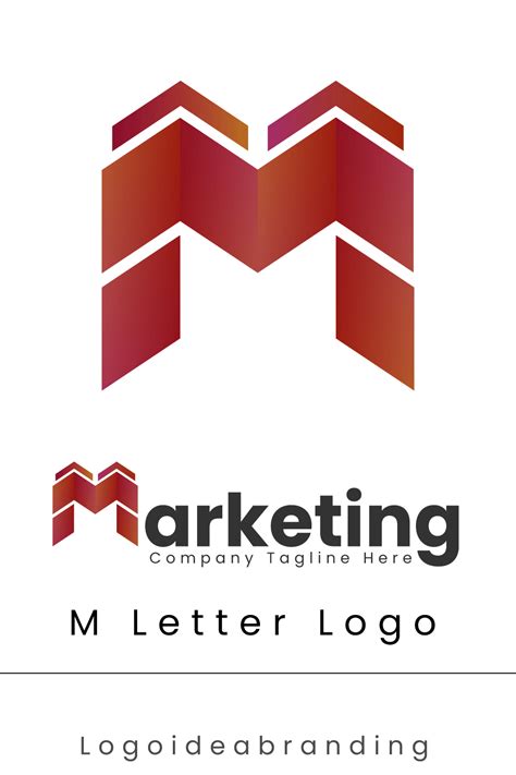 M Lettering Marketing Logo Red Geometric Triangle Logo Red
