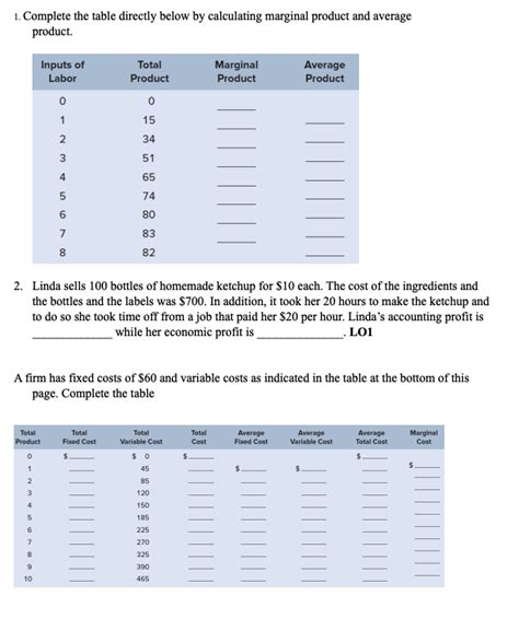 Solved 1. Complete the table directly below by calculating | Chegg.com