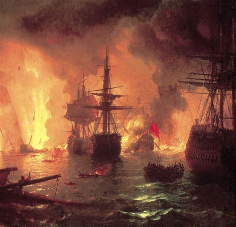 Ivan Aivazovsky Fine Art Print Battle Of Çesme At Night Gallerythane