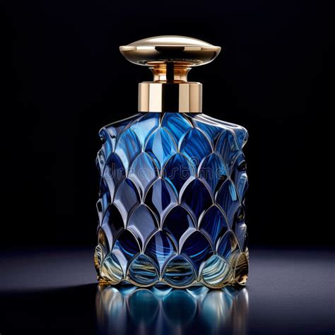 Elegant Blue And Gold Perfume Bottle With Vibrant Coloration Stock Illustration Illustration