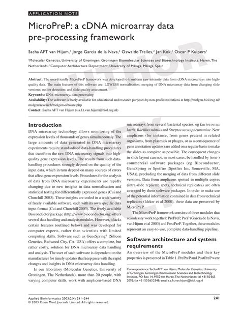 Pdf Microprep A Cdna Microarray Data Pre Processing Framework