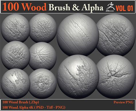 100 Wood Brush And Alpha Vol 01