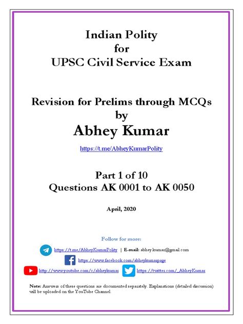 Polity Mcqs For Upsc By Abhey Kumar Pdf Social Institutions