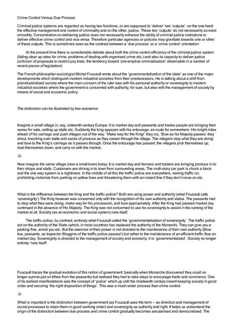 Solution Crime Control Versus Due Process Studypool