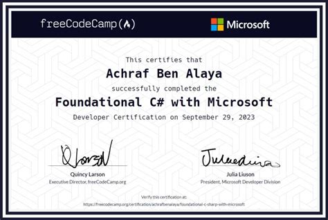 Csharp Certification Programming Freecodecamp Achraf Ben Alaya