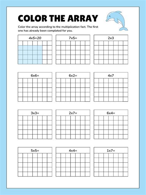 Color The Arrays Multiplication Worksheet Pdf