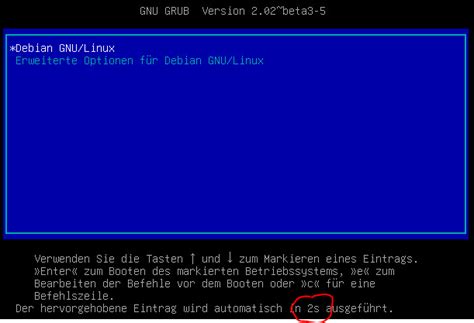 Debian 9 Stretch Startzeit Auswahl Timeout Von Grub Verändern Ugg