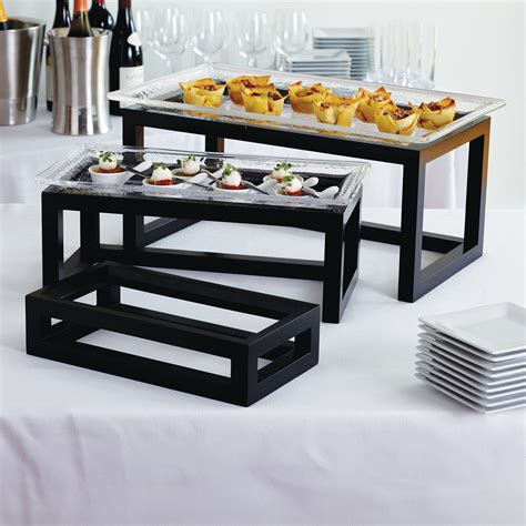American Metalcraft Awr10 3 Piece Riser Set Lacquered Wood Black