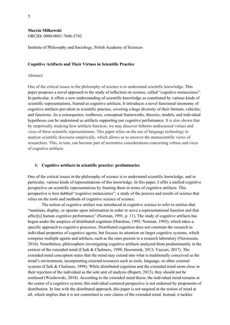 Pdf Cognitive Artifacts And Their Virtues In Scientific Practice