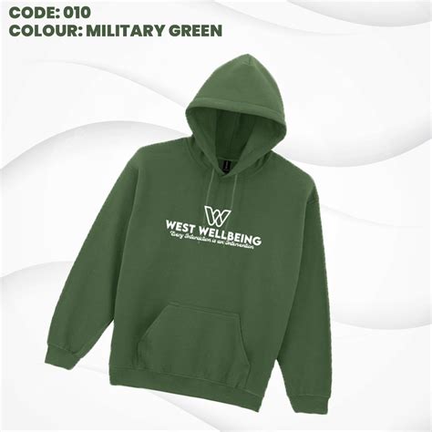 Military Green West Wellbeing Hoodie Classic Logo West Wellbeing