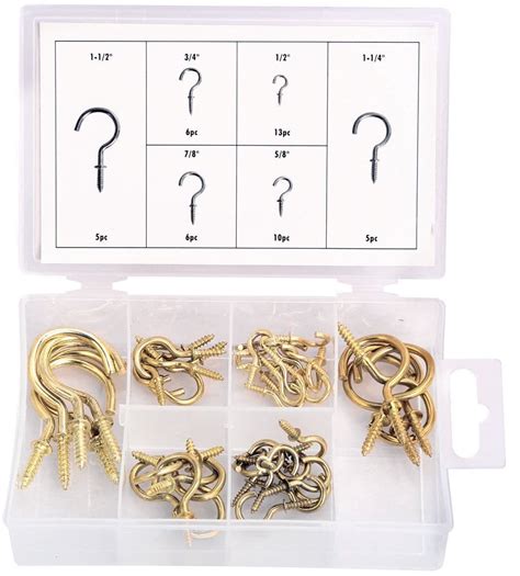 45pc Assorted Picture Hanging Cup Hook Set Kit Includes Wire Hooks Nails