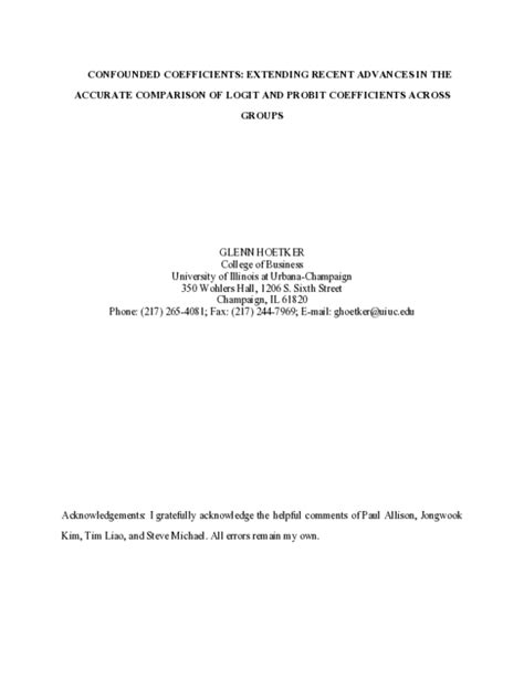 Pdf Confounded Coefficients Extending Recent Advances In The
